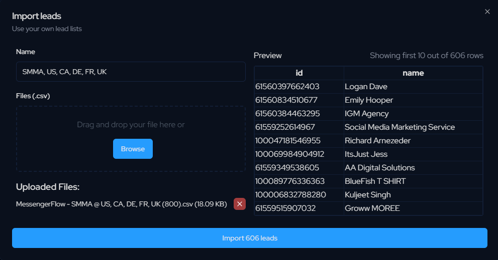 Leads | MessengerFlow